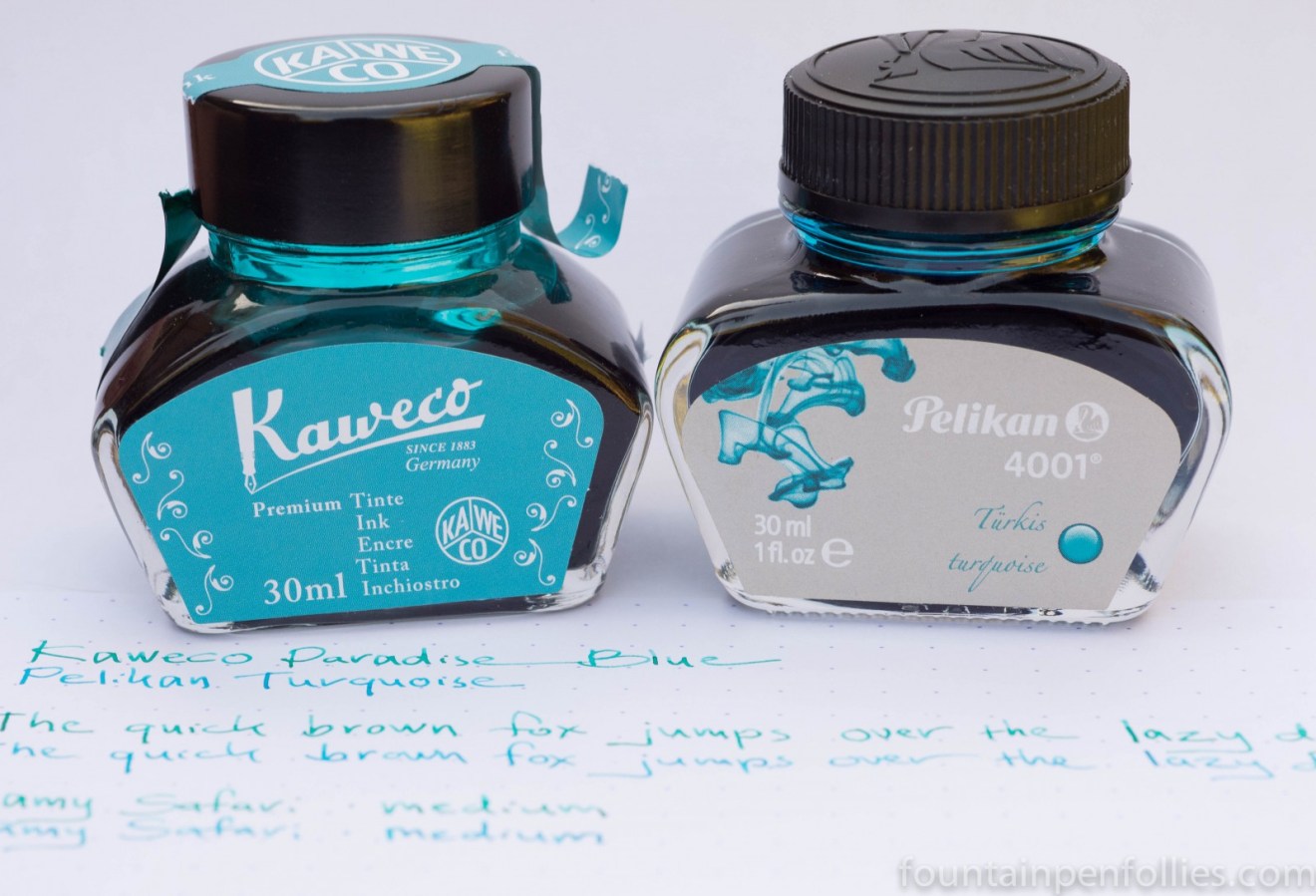The Sea, The Sea: Two Turquoise Inks, Kaweco Paradise Blue and Pelikan ...