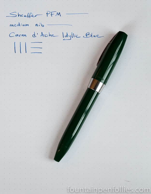 Pen of the Day: Sheaffer PFM Green with Caran d’Ache Idyllic Blue ...